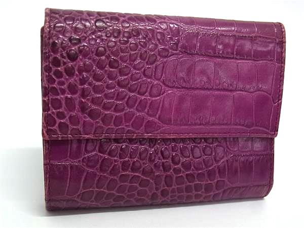 商品情報 ブランド名 FURLA フルラ 状態ランク ABランク(美品) ライン カラーパープル系 素材 クロコダイル型押しレザー サイズ W 約13cm　H 約10.4cm　D 約2.6cm ポケット中 ポケット×4　札入れ×2　小銭入れ...