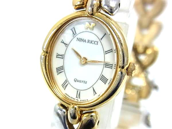 商品情報 ブランド名 NINA RICCI ニナリッチ 状態ランク Bランク ライン カラーゴールド系×シルバー系 素材 メタル サイズ(cm) フェイス 縦 約2cm　横 約1.9cm(リューズ含まず)　ブレス 幅 約1cm　腕周り 約1...