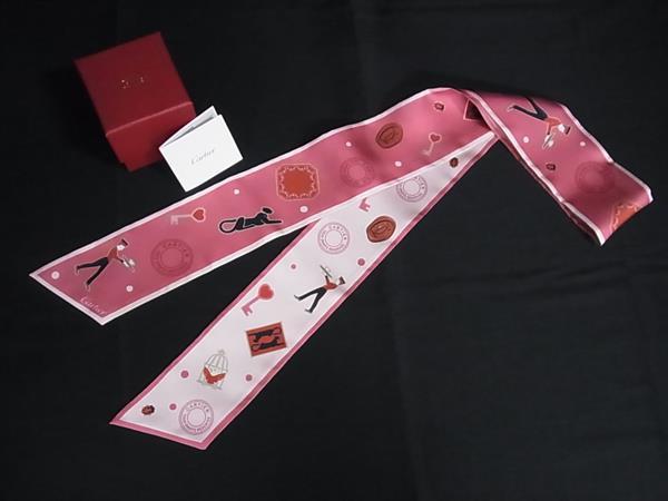 商品情報 ブランド名 Cartier カルティエ 状態ランク Sランク(未使用品) ライン カラーピンク系 素材 シルク100% サイズ 全長 約106.5cm　幅 約5.9cm ポケット 付属品画像内にあるものが全てになります シリアル及...