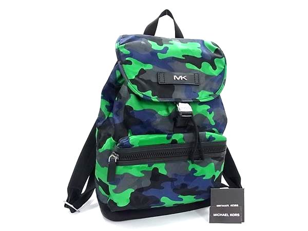 商品情報 ブランド名 MICHAEL KORS マイケルコース 状態ランク Sランク(未使用品) ライン カラーグリーン系×マルチカラー 素材 ナイロン サイズ W 約27.5cm　H 約41cm　D 約13cm ポケット外 ファスナーポケ...