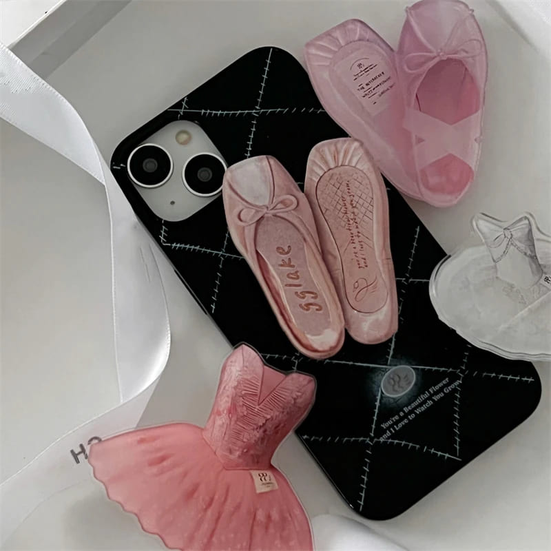 スマホグリップ バレエ 韓国 かわいい チュチュ シューズ おしゃれ 全機種 スタンド 落下防止 Samsung iPhone Galaxy 動画視聴 かわいいバレエデザインのスマホグリップで、便利でおしゃれに♪ 【カラー】ピンク、ホワイト...