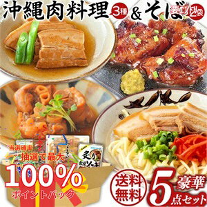 沖縄のあったかいお料理をお家でお手軽に♪全国送料無料でお届けいたします！沖縄のショップだからこそおすすめしたい人気の商品をセットにしました！沖縄料理5点（4種類）の商品セット！温めるだけの手軽さのレトルトパックと大人気の沖縄そばにソーキやら...