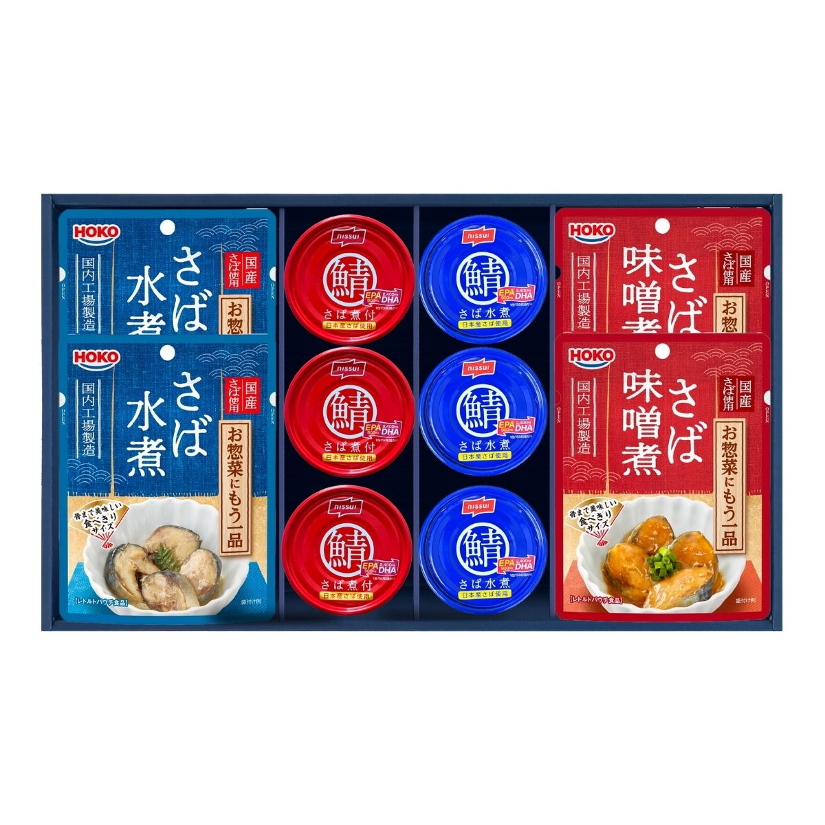 国産さばを使用した水煮、味噌煮、煮付けを食べ比べできるバラエティセットで、常備食としても便利な缶詰ギフトです。骨までやわらかく仕上げており、温めるだけで手軽に本格的な魚料理を楽しめます。 〇商品内容：国産さば水煮80g×2、国産さば味噌煮8...