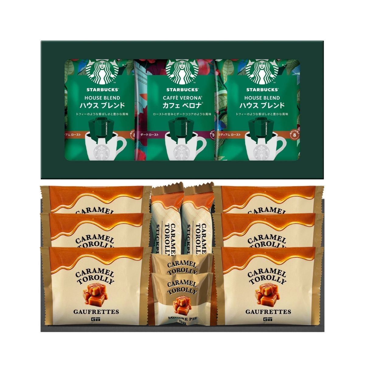 スターバックスのドリップコーヒーは、最適な豆の挽き具合や分量を徹底的に追求し、香り豊かなコーヒーを特別な器具を使うことなく手軽に味わえるドリップタイプのコーヒーです。そんなドリップコーヒーと3種類のキャラメルスイーツを詰合せました。 〇商品...