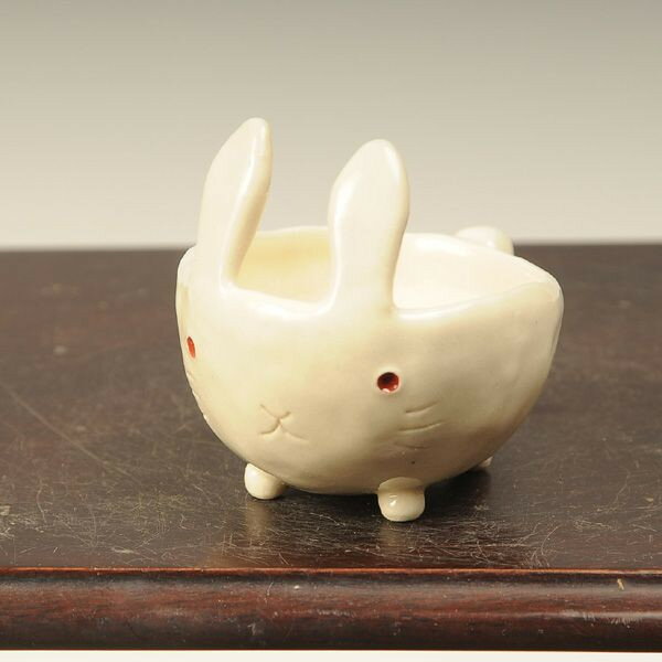 商品情報 かわいいウサギ型の小鉢です！ cajyu作ちゃんと鉢穴空いています！ 苔や山野草を植えていただいてもかわいいです。 ＊鉢の中にヒビが入っている場合がございますが、 　使用には差し支えございません。 ＊数量物の為、若干の色(色むら)...