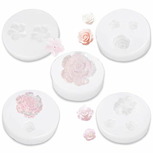 セット内容:5個セット。素材:シリコン製。 特徴:立体感のあるとても綺麗なお花が作れます。花の種類や形が異なる花型のモールドが5種類含まれているので、バリエーション豊かな作品作りができます。 取り出しやすいレジンモールド:弾力のあるシリコン...