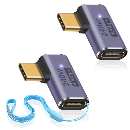 40Gbpsデータ転送L字型USBCアダプタはUSB4規格に準拠し、光速40Gbpsデータ転送速度をサポートします。映画、音楽、その他のファイルを数秒で簡単に転送できます。 PD240WこのUSBCオスUSBCメス変換アダプタは最大240W...