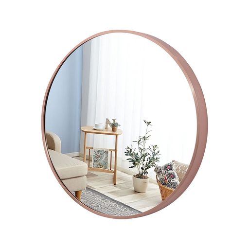 シンプル&amp;エレガント!高級感のある丸型ミラー! アルミフレーム設計で、おしゃれなウォールミラーです。 玄関リビング寝室クローゼットに置いておしゃれにインテリア。身だしなみチェックにもどうぞ。 サイズ:50*50*4cmミラー厚:4m...