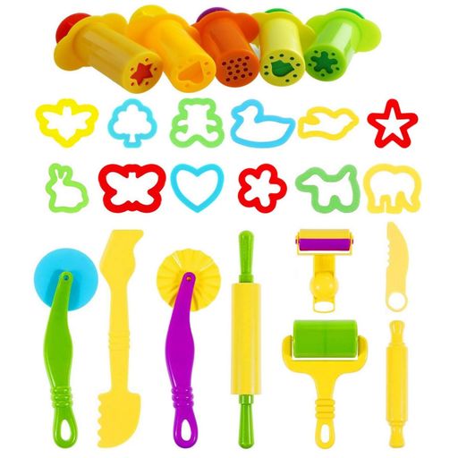 ❤【セット内容】お得な25点セット。いろんな形を含めっているお道具セットです。5つ押出機ツール、8つの基本ツール、12つの形状モールドがあり(動物型、植物型、ハート型、星型等)。簡単にローリング、切断、プレス、成形できます。カラーランダム出...