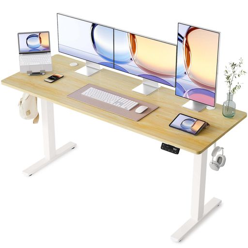 【本体サイズと耐荷重】YIHAYO昇降式デスクは十分優雅な作業台を提供します:幅160cmx奥行60cm。優れた負荷能力と垂直昇降駆動力を持ち、天板は70kgという高い負荷能力を持ち、2つのディスプレイを載せても同時に昇降することができます...