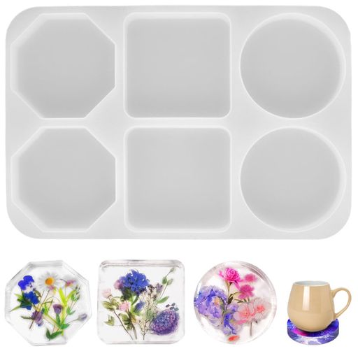 お届けするもの:円形、正方形、六角形の3つの異なる形状の6個入りコースターが届きますので、一度に複数のクリエイティブなコースターを作ることができます。 プレミアム素材:これらのエポキシモールドは高品質のシリコン製で、柔軟で滑らかで再利用可能...