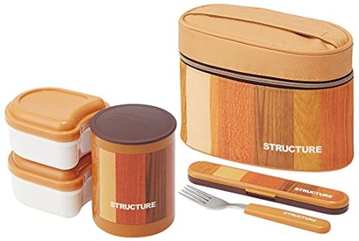 サイズ:保温ジャー=直径8x高さ10cm、菜入れ=幅8.5x奥行7.5x高さ5cm、フォーク=長さ15cm、ランチバッグ=幅17.3x奥行9x高さ13cm 素材・材質:保温ジャー本体=ステンレス鋼(アクリル樹脂塗装)、フタ=ポリプロピレン(...