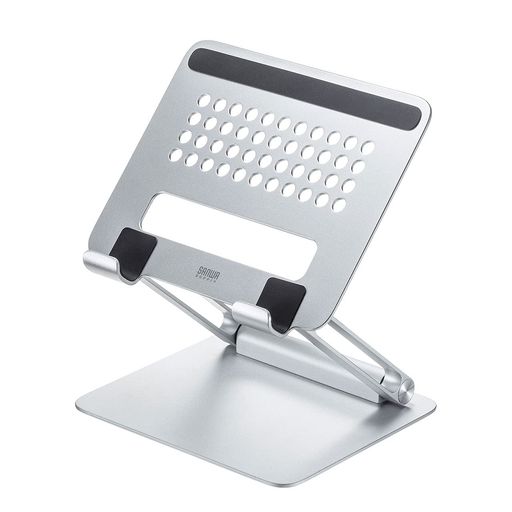 2つのヒンジを搭載し角度と高さの調整ができるアルミ製のタブレット用デスクトップスタンドです。 ヒンジ構造により無段階で自由に角度と高さを調整することができるので、使用環境に合わせて最適な角度で使用できます。 折りたたんでコンパクトにできるの...