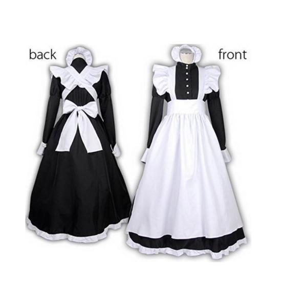 製品仕様 商品名 パールラインロングメイド服 コスプレ 長袖 メイド服 クラシック ロング コスプレ コスチューム パーティー イベント ハロウィン サイズ／寸法 【Sサイズ】身長：150-155cm 胸囲75-81cm ウエスト56-61...