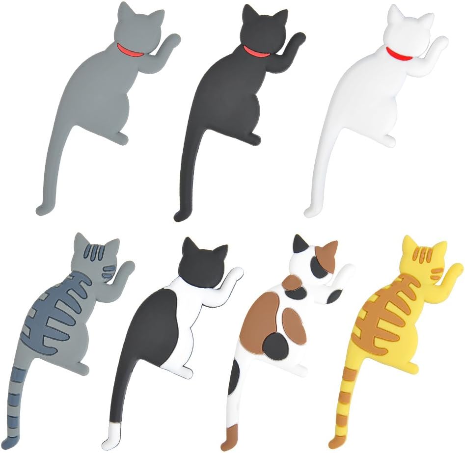 猫柄デザイン: ネコのしっぽをモチーフにしたデザインは、愛らしさを引き立てます。猫好きの方や、可愛いインテリアをお探しの方にぴったりです。 マグネットフック: マグネットが付いているので、冷蔵庫や金属製のドア、または磁気ボードなどに簡単に取...