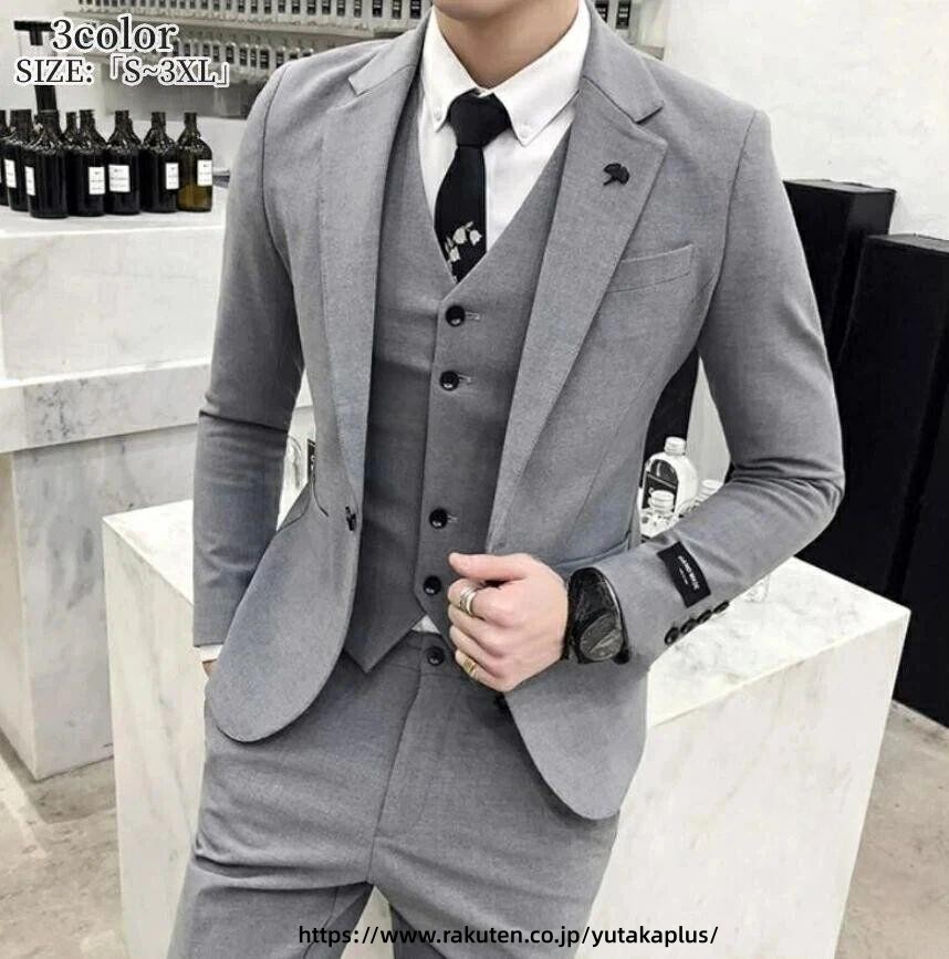 .メンズ スーツ スリーピース タキシード の 高品質 な 3点セット 1つ ボタン デザイン スーツ は フォーマル 礼服 紳士服 として 冠婚葬祭 や 結婚式 披露宴 成人式 卒業式 就職活動 など 多様 な シーン に 最適 です。ビ...