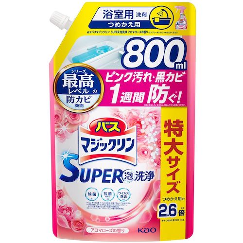 特長 ●洗浄はもちろん、ピンク汚れ・黒カビを1週間防ぎます。 ●（※1）浴そうの抗菌（※2）・ウイルス除去（※3）まで。 ●シリーズ最高レベルの防カビ機能です。 ●アロマローズの香りです。 ●※1、2既に発生している汚れは、除去してからお使...