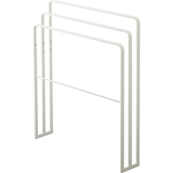 ●横からスライドさせてスムーズに掛けられるスタイリッシュなバスタオルハンガー！ ●大判サイズのバスタオルが干せて、下段のバーにはバスマットなども干せます。 ●商品サイズ： 約70×14×81cm ●内寸サイズ： フレーム高さ:約75cm（中...