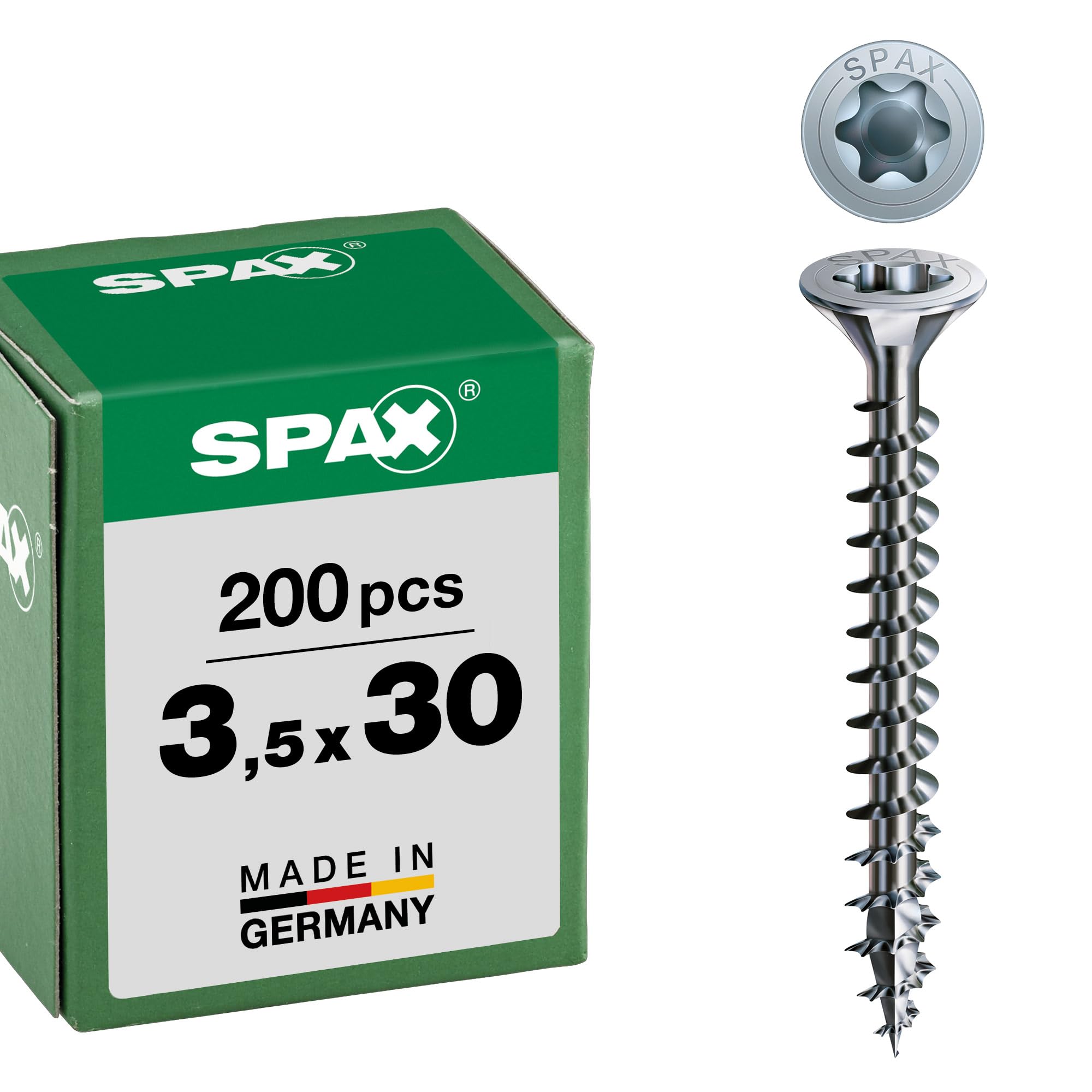 ・寸法:3.5×30mm ・ねじ部長さ:25mm ・適合ビット:T20 ・素材:クロムバナジウム鋼(WIROXコーティング) ・入数:200本