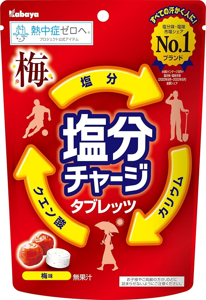 商品情報 商品の説明 商品紹介夏の体調管理。塩分チャージタブレッツ。汗をかいたときに失われる塩分を手軽においしく補給できるタブレットです。梅味が2024年、新発売です。原材料・成分砂糖(国内製造)、ブドウ糖、水飴、食塩、乳糖／クエン酸Na、...