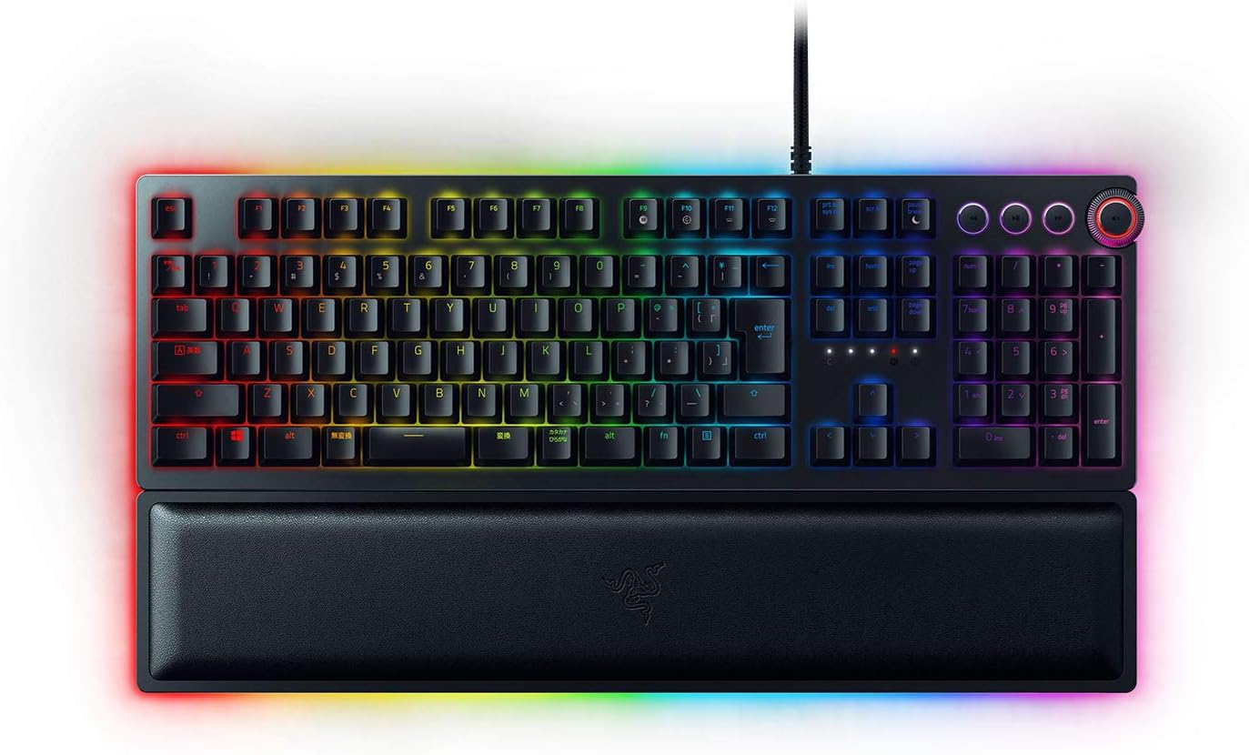 【商品名】Razer Huntsman Elite JP ゲーミングキーボード 日本語配列 光学メカニカルスイッチ レザーレット製リストレスト付属 RZ03-01870800-R3J1 【アピールポイント】Razer Huntsman El...