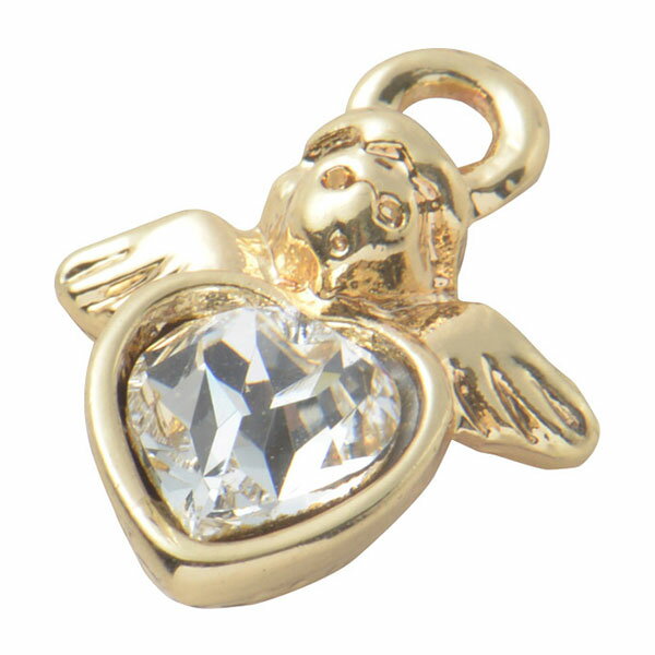 手芸金具 『ラインストーン入りチャーム 天使 ゴールド #821』 アクセサリー作りに♪ ラインストーンが入った、天使のメタルチャームです。 [手芸用品 ハンドメイド 手作り アクセサリーパーツ ペンダントトップ エンジェル 金] ◆サイズ...