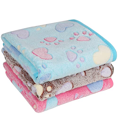 ◆商品名：Bidason ペット ブランケット マット 3枚セット 布団 可愛い ひざ掛け スクエア型 リバーシブル ふわふわ ソフト 暖かい サンゴフリース 洗える 多機能 タオル 犬 猫 兼用 毛布 秋 冬 (コーヒ＆ピンク＆ブルー枚入...