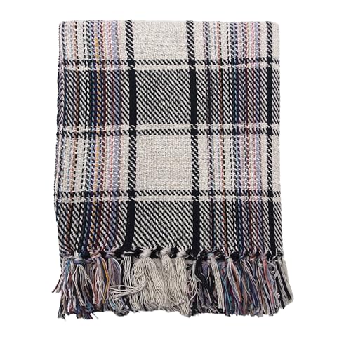 ◆商品名：キーストーン アップサイクル コットンスロー ブラック チェッカー IN057712すべて手作業のため、記載のサイズより多少個体差、差異がございます。色落ち、織ムラなどある場合がございます。製造ロットにより色味が異なることがござい...