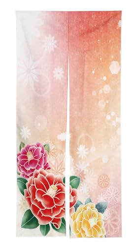 ◆商品名：next.design のれん 暖簾 180cm丈 冬 椿 花 ロング 丈 飾り 装飾 おしゃれ 和風 和 モダン 北欧 ロング 可愛い 突っ張り棒 暖簾 間仕切り 押し入れ クローゼット 洗面所 脱衣所 棚 玄関 インテリア 布...
