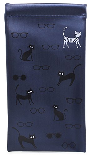 ◆商品名：パール(Pearl) 眼鏡ケース ネイビー ネコとメガネ ソフト 片口 差し込み式 098510サイズ:(約)高さ17.5×幅9.7×奥行き1.0cm材質:ポリウレタン生産国:中国内寸:(約)高さ154×厚さ95mm開閉:バネ式チ...