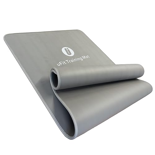 ◆商品名：【日本国内メーカー】uFit Trainingmat トレーニングマット 10mm 15mm 厚め 90cm*200cm 幅広 大きめ 痛くない 滑らない PVC 防音 防水 プロアスリート 水谷隼 愛用 (グレー, 10mm)【...