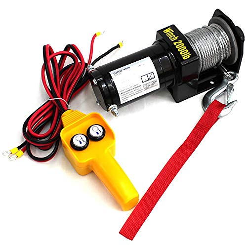 ◆商品名：WEIMALL 電動ウインチ 12V 最大能力907kg(2000LBS) 電動ホイスト ウインチ【商品内容】本体 / 有線コントローラー / フックストラップ / 英語版取扱説明書【商品仕様】巻き上げ重量：2000LBS（907...