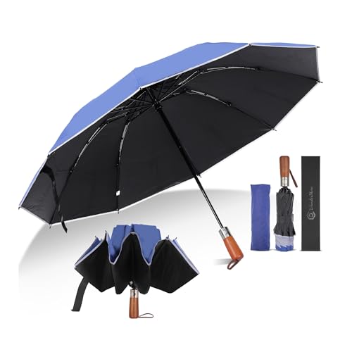◆商品名：[WanderMore]折りたたみ 日傘 メンズ 大きいサイズ おりたたみ傘 逆折り式 晴雨兼用 折り畳み傘 10本骨 風に強い uvカット 100 完全遮光 遮熱 ワンタッチ 自動開閉 紫外線遮断 梅雨対策 強風対応 木製ハンド...