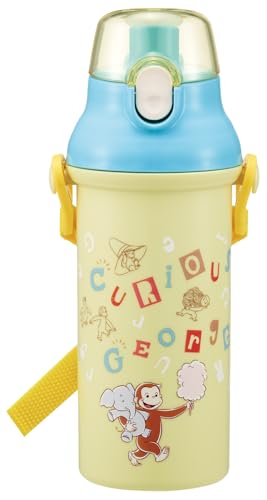◆商品名：スケーター(skater) 子供用 直飲み 水筒 プラスチック 480ml ワンプッシュ開閉 食洗機対応 日本製 おさるのジョージ アルファベット PSB5SAN-Aサイズ：横9.5×径7.9×高21cm、ベルト：50〜100cm...