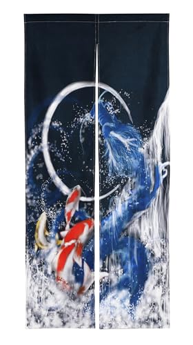 ◆商品名：next.design のれん 暖簾 180cm丈 龍 鯉 のぼり龍 縁起 辰年 ロング 丈 飾り 装飾 おしゃれ 和風 和 モダン 北欧 ロング 可愛い 突っ張り棒 暖簾 間仕切り 押し入れ クローゼット 洗面所 脱衣所 棚 玄...