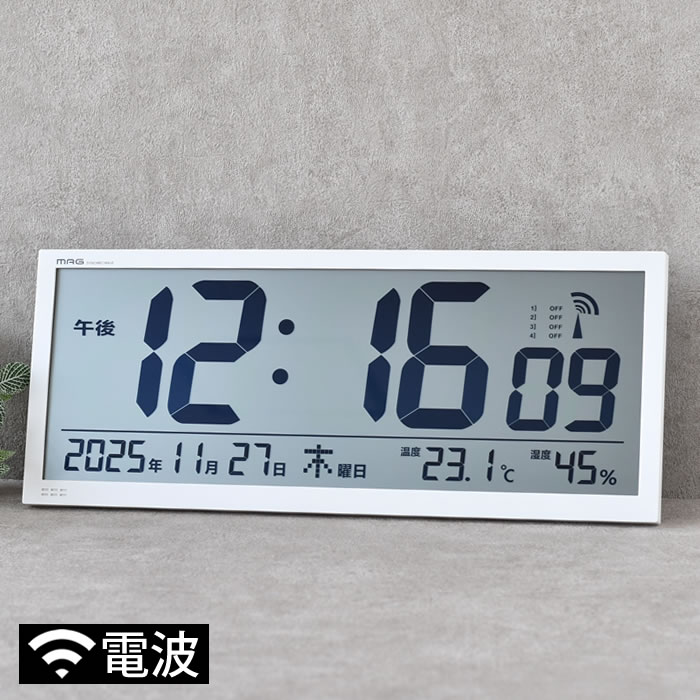 商品名 大型電波掛時計グランタイム W-780 商品詳細 サイズ 約 W55.1×D3×H22.6cm 重量 約1400g 素材 枠：プラスチック 風防：ガラス 仕様 保証期間：お買い上げ日より1年間 単3形アルカリ乾電池6本（別売）使用 ...
