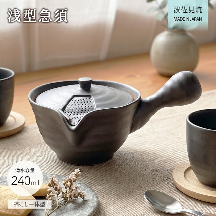 ・【フタと茶こし一体型】フタに茶こしがついた珍しい急須。茶こしも陶製なので金気がなくおいしいお茶が楽しめます。 ・【隅々まで簡単キレイ】一般的な急須と違い注ぎ口も大きく開いているので洗いやすい。 ・【浅型で茶葉がよく開く！】内部の空間を広く...
