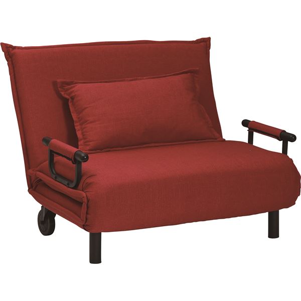 メーカー/原産地:その他 / その他商品の状態:新品発送国:国内 (日本)納期：注文受付後3～6営業日後の出荷（取り寄せもしくはメーカー直送品）ソファ ソファベッド 折り畳み ファブリック 幅約111cm キャスター付 RE レッドサイズ色...