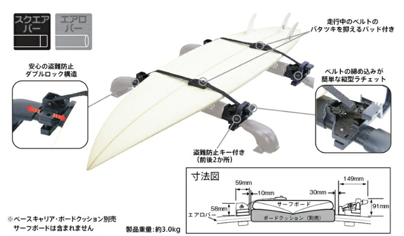 注意)こちらの商品は大型商品の為、メーカー直送となります。　個人宅直送は不可です。送付先にディーラーや整備工場等の企業様をご指定ください。キーロック標準設定で『安心・安全』キー付き＋ベルト固定部が可動するダブルロック構造で盗難を防止