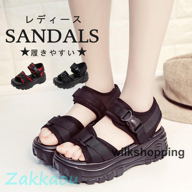 ■商品●カラー:/レッド/ブラック●サイズ:/22/22.5/23/23.5/24/24.5/25●ソール高さ:約5cm●素材:PU、ポリエステル、合成底■商品説明◎涼しげな、リラックスムード満点のナチュラルサンダル！◎足長効果バツグン!安...