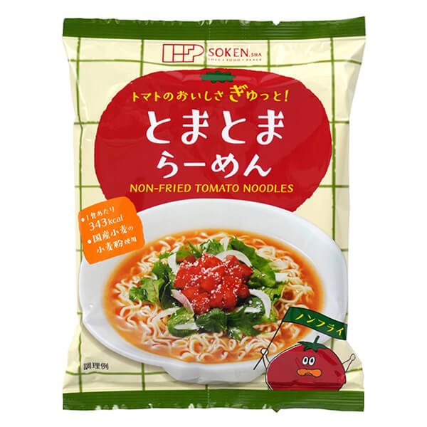 創健社 トマトのおいしさぎゅっと とまとまらーめんは、 国産小麦の小麦粉を使用したノンフライ麺に、トマトパウダーの甘みと酸味、 発酵熟成させたこうじを使った調味料、粉末チーズのコクを加え、 トマトのおいしさをぎゅっと閉じ込めた即席ラーメンで...
