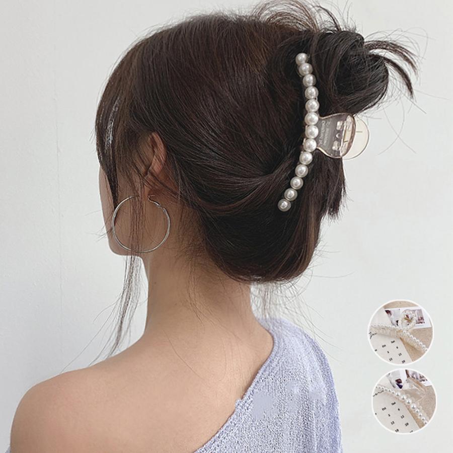 素材：合成樹脂+フェイクパールカラー：ホワイトタイプ：タイプA/タイプBサイズ：タイプA：約2.5cm*9.5cmタイプB：約3.5cm*11cm生産国：中国バンスクリップ 可愛い ヘアクリップ ヘアアクセサリー おしゃれ 髪飾り フェイク...