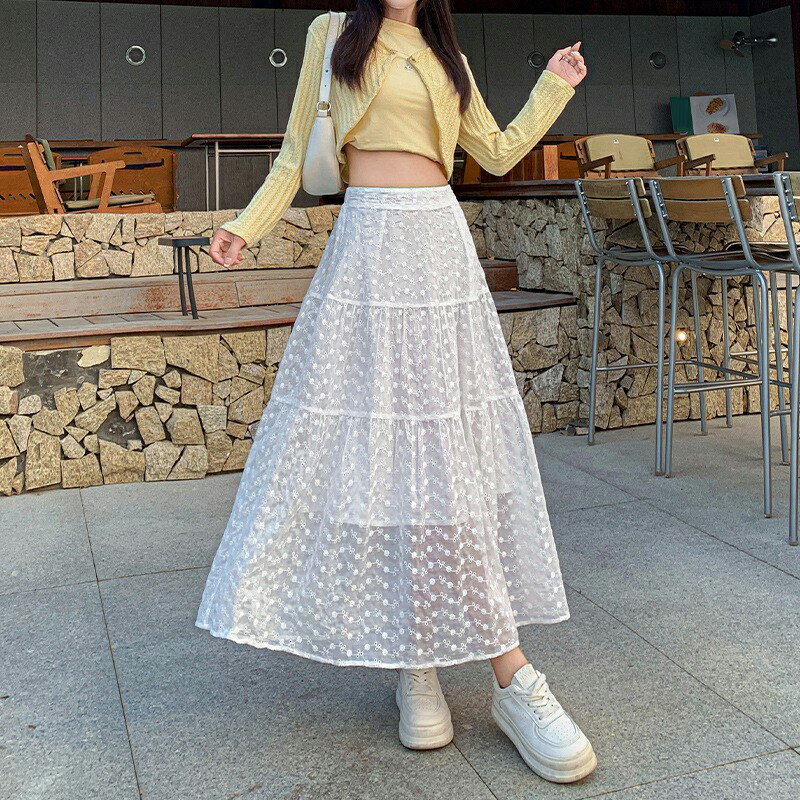 【HOT KEYWORD】 ---------------------------------------------------------- レース スカート レディース Aライン スカート マキシ丈 フレアスカート ひざ下 スカート ...
