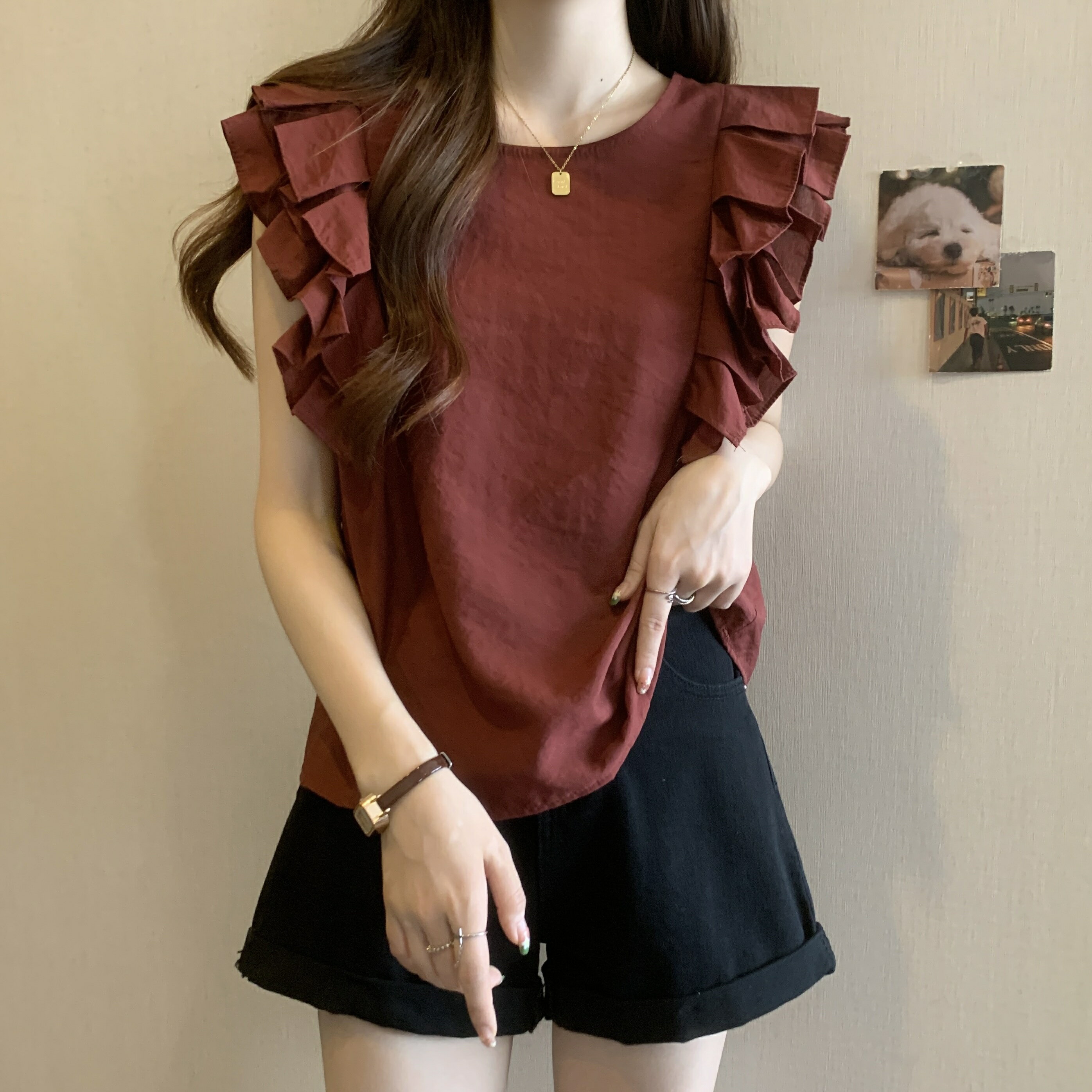 【HOT KEYWORD】 ---------------------------------------------------------- トップス 上着 レディース ハーフスリーブ ノースリーブ ラウンドネック クルーネック グラマ...