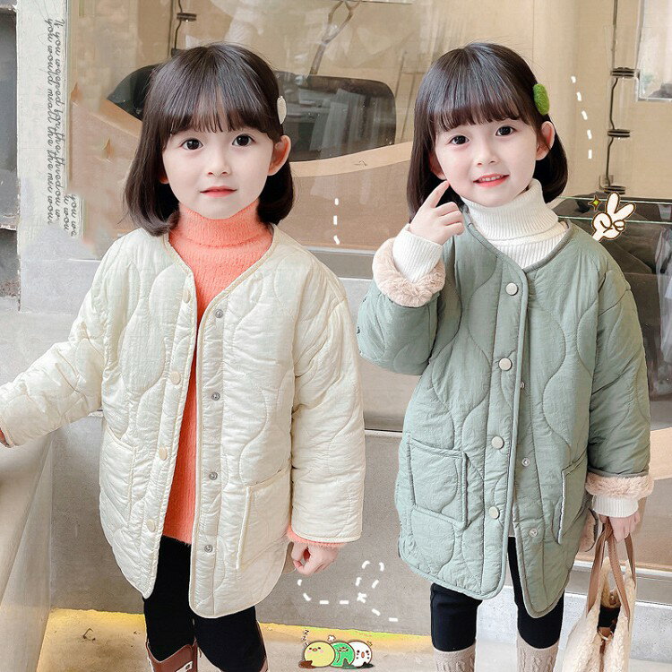 商品名子供服 中棉コート 個性 冬服 棉服 防寒抜群 裏起毛 キッズ 女の子 アウター コート ルミナスコート ファッションカラーホワイト,グリーンサイズ80CM,90CM,100CM,110CM,120CM,130CM素材コットン混紡ご注...