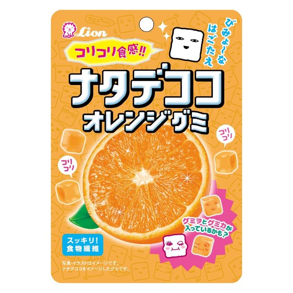 ※他店舗と在庫併用の為、品切れの場合は、ご容赦ください。商品紹介ナタデココのびみょ〜な歯ごたえが楽しめるオレンジ味のコリコリ食感グミです。原材料・成分水飴(国内製造)、砂糖、食物繊維（ポリデキストロース）、食用油脂、ゼラチン、でんぷん、オレ...