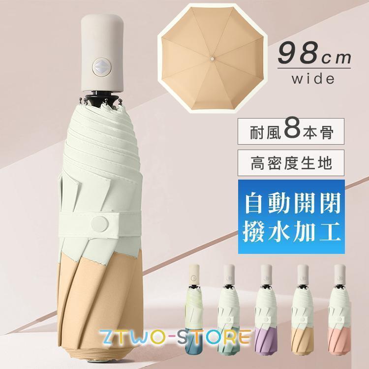 基本仕様【素材】・親骨：グラスファイバー・中棒：スチール・生地：ポリエステル・手元：ABS樹脂【サイズ】・直径：約98cm・全長（折りたたみ時）：約28cm・全長（伸ばした時）：約56cm・傘本体：約340g・8本骨カラーバリエーションブル...