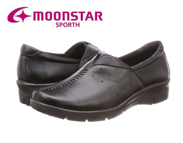 スポルス コンフォートシューズ SP2333 カラー ブラック BLACK 本皮 ソール 合成底 ヒール 高さ約4.0cm 定価 14800円（税込み） 甲部分は足にやさしいガーメントレザー(天然皮革)を使用し履くほどに足に柔らかくフィット...