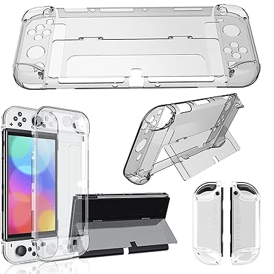 Elnicec Switch oled カバー 【最新型改良】Switch 有機ELモデル クリア カバー TPU Joy-Con(L)/(R)カバー 分体式設計 着脱簡単 黄ばみなし 超薄 軽量 超耐衝撃 指紋防止 傷防止 全面保護 ニン...