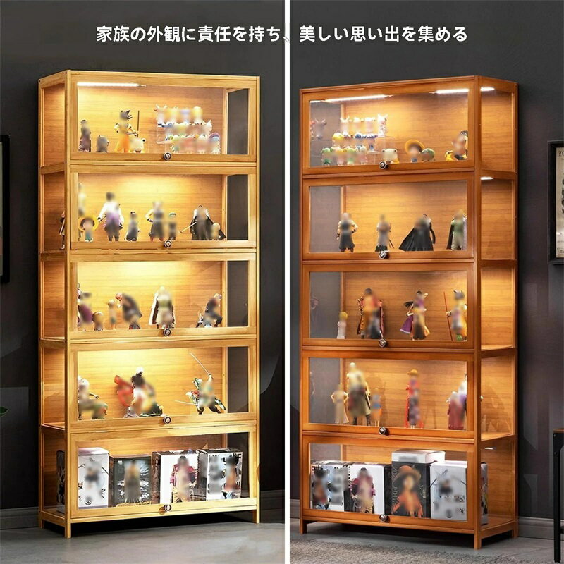 1.高品質の素材：アクリルと竹のフレームで作られた慎重に作られたディスプレイキャビネット、厳選された高山竹、アクリル透明パネル、強い質感、頑丈な構造、さまざまなサイズのアイテムを保管できる広々とした収納スペース。 2.フリップトップキャビネ...